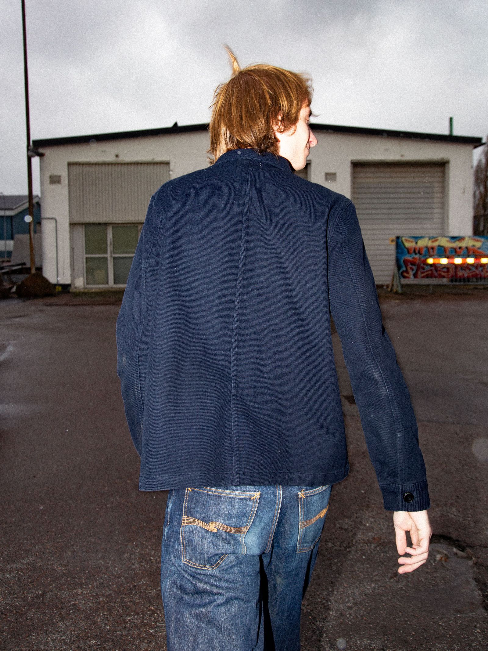 Barney Worker Jacket Mid Blue organic cotton | Nudie Jeans