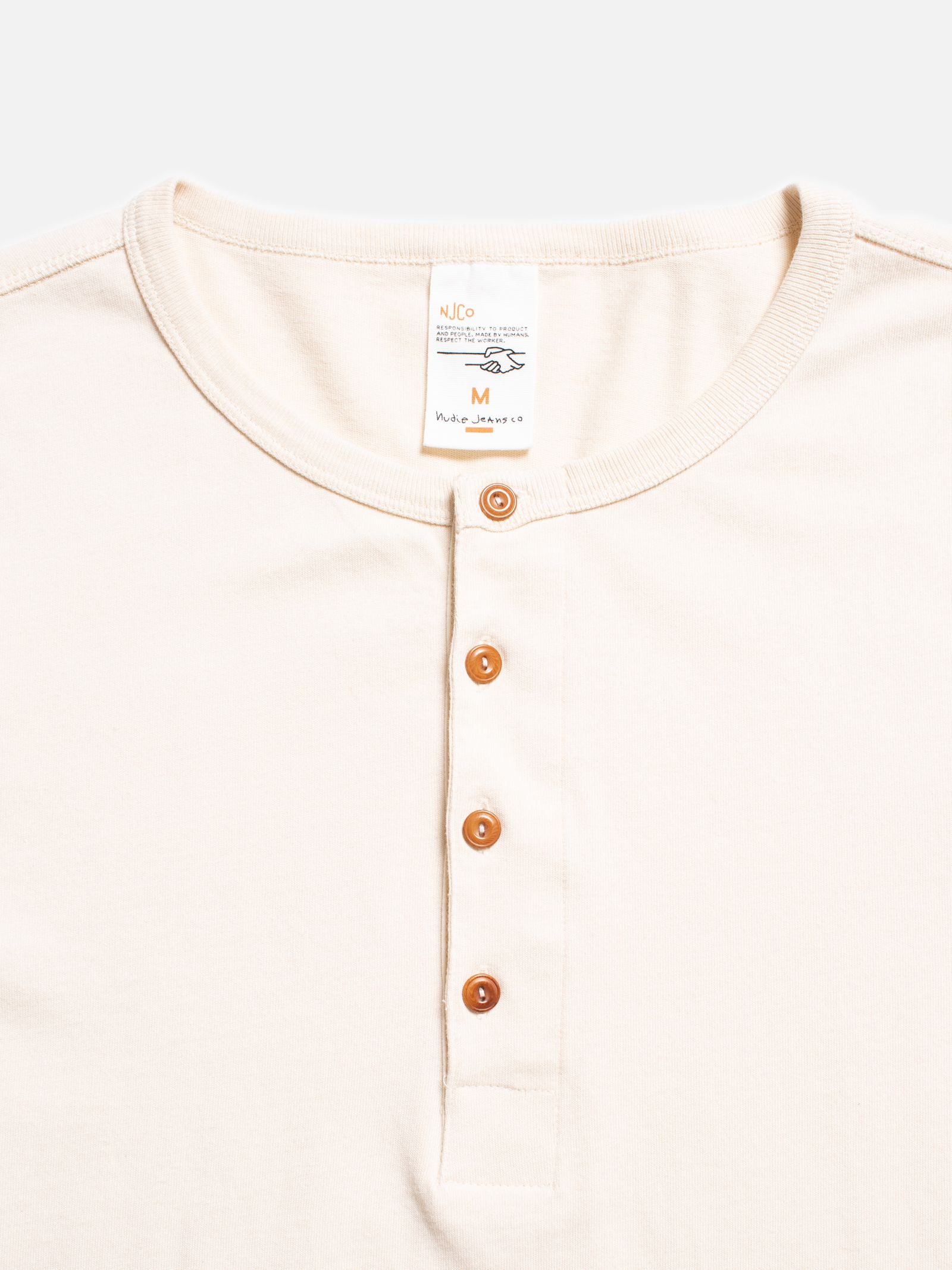 LS Henley Ecru regular fit henley | Nudie Jeans