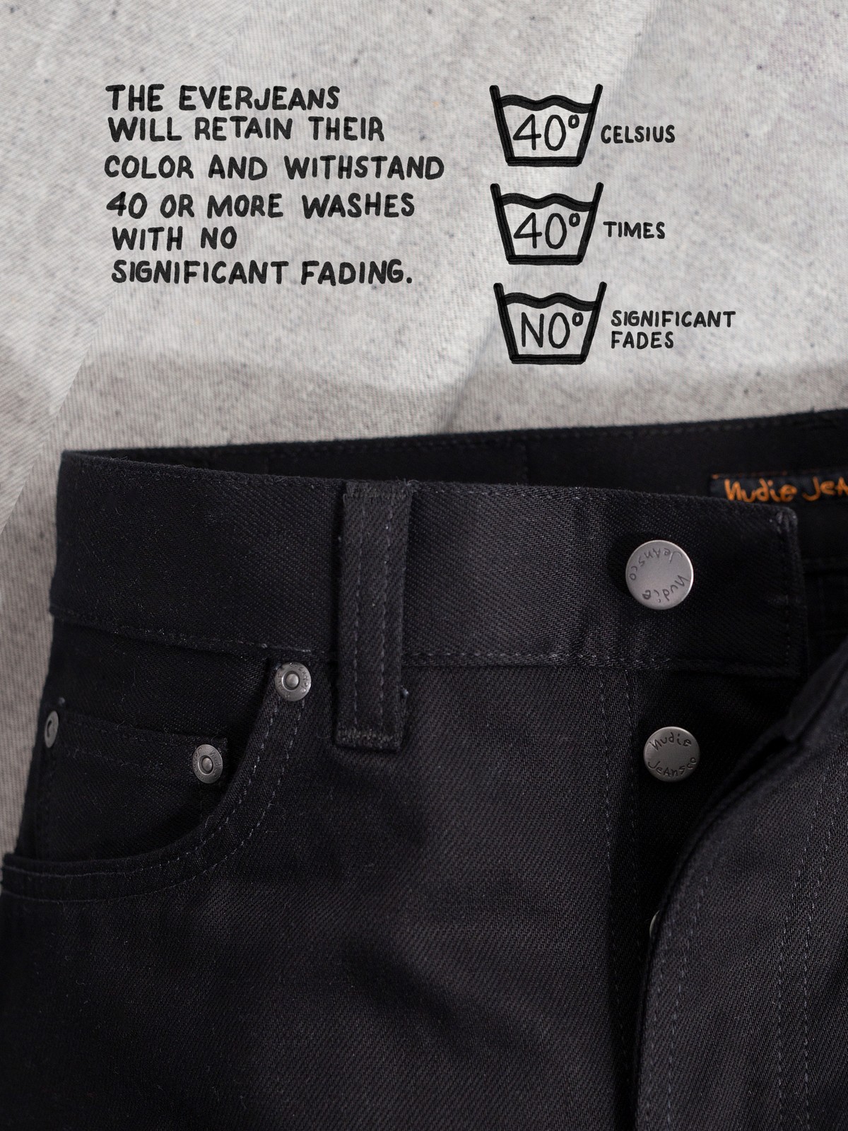 Gritty Jackson Dry Everblack regular fit jeans | Nudie Jeans