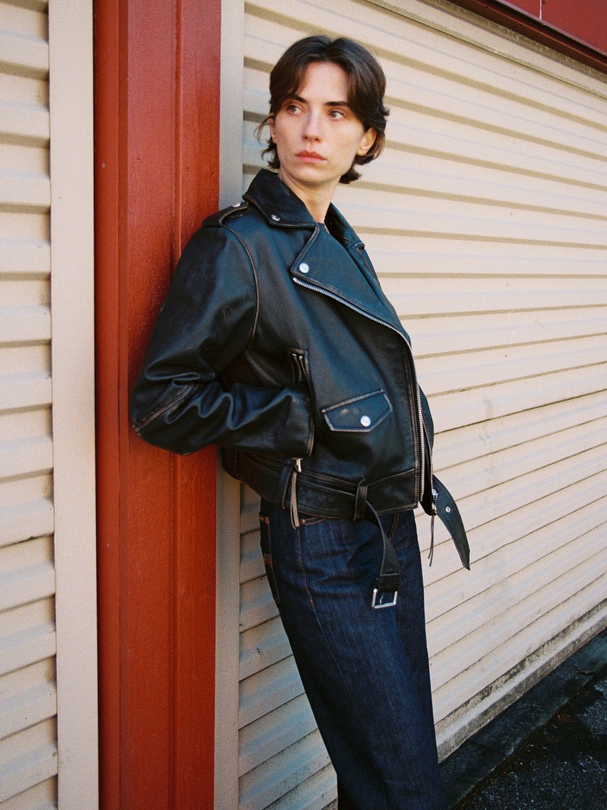Greta Biker Leather Jacket Black | Nudie Jeans | Create Tomorrow's Vintage