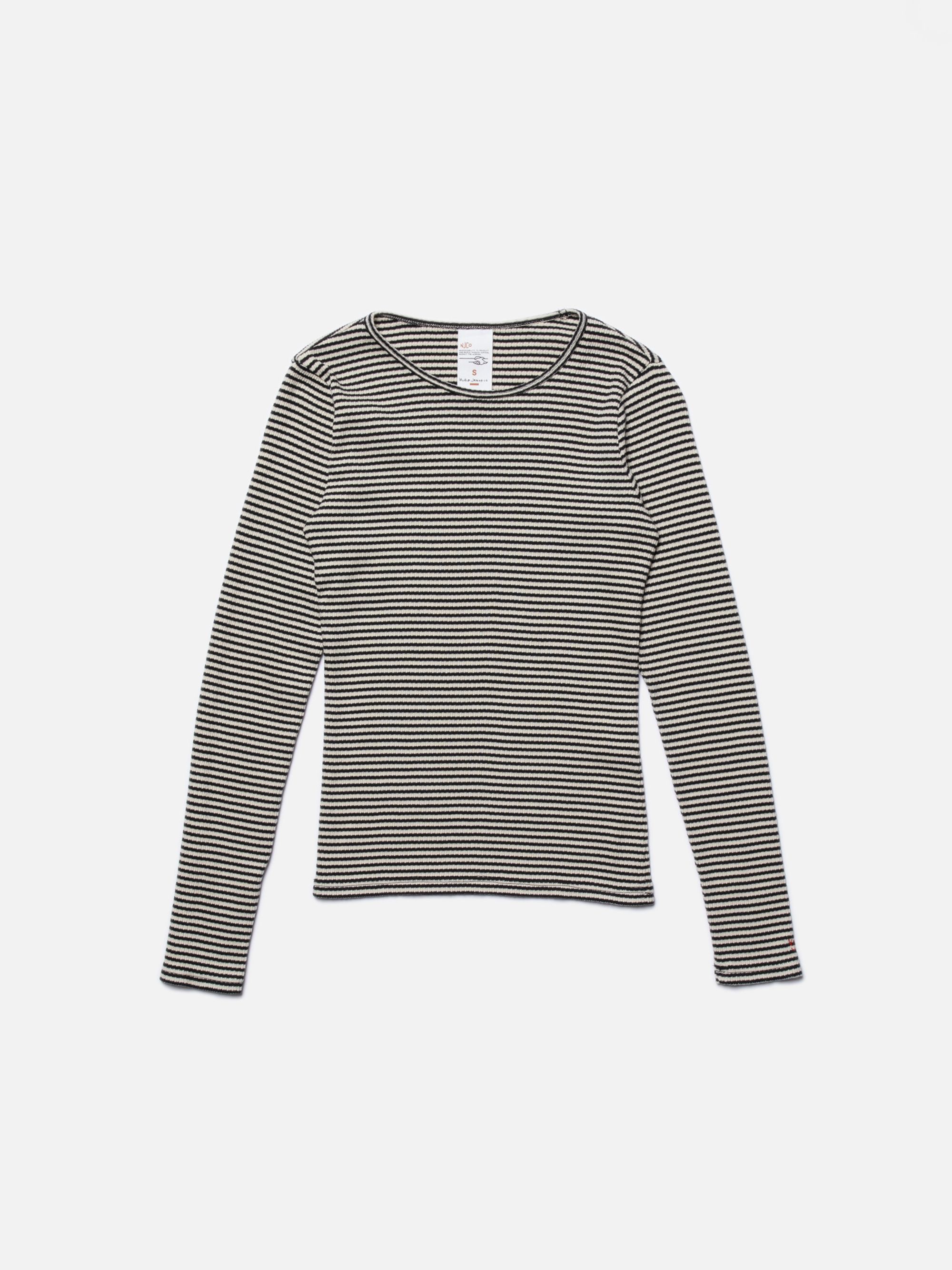 Jessy Striped Rib LS T-Shirt Ecru/White