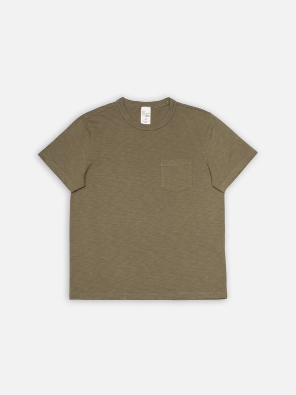 Roy Heavy Slub T-Shirt Olive regular fit tee | Nudie Jeans