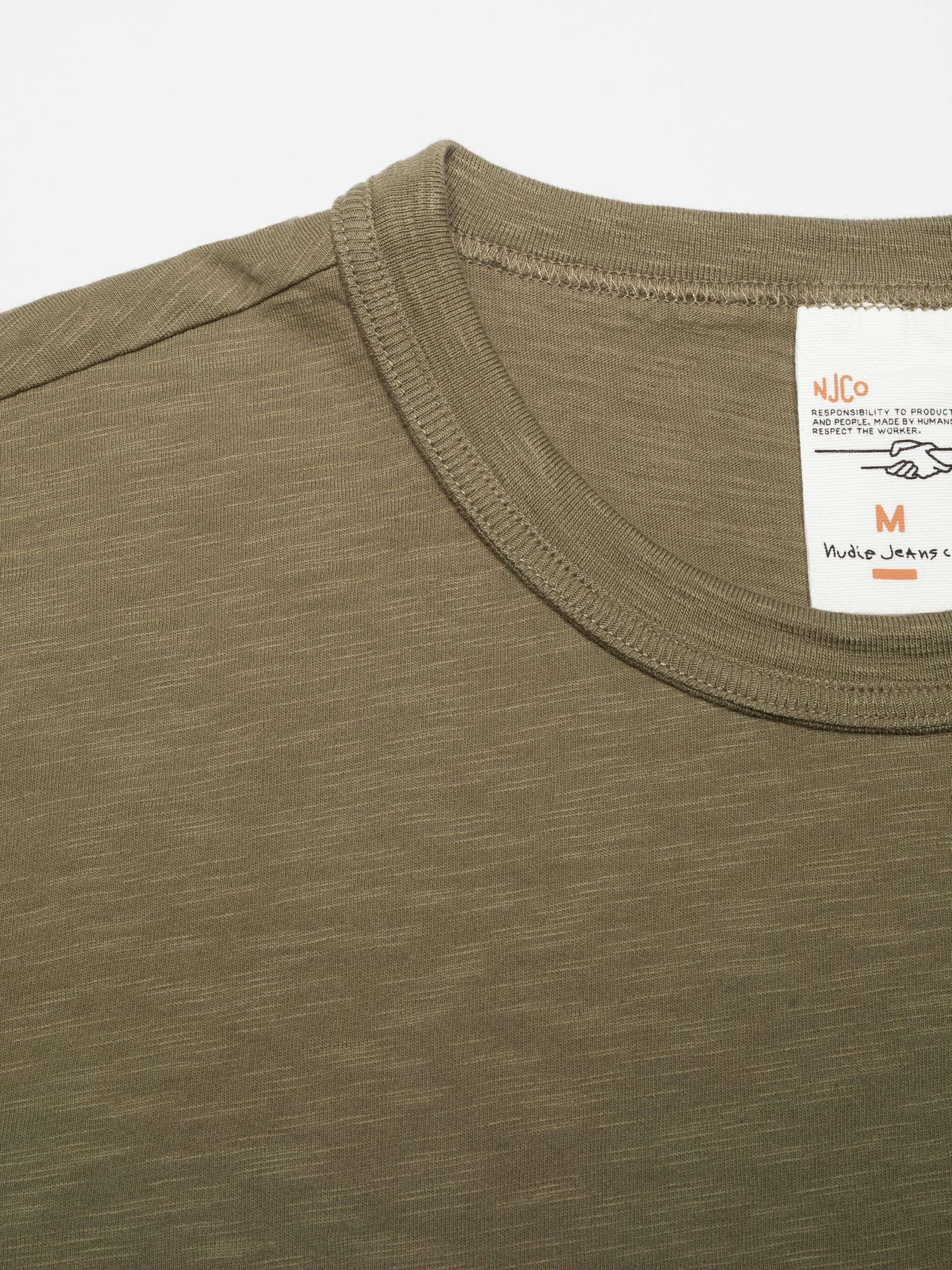 Roy Heavy Slub T-Shirt Olive regular fit tee | Nudie Jeans