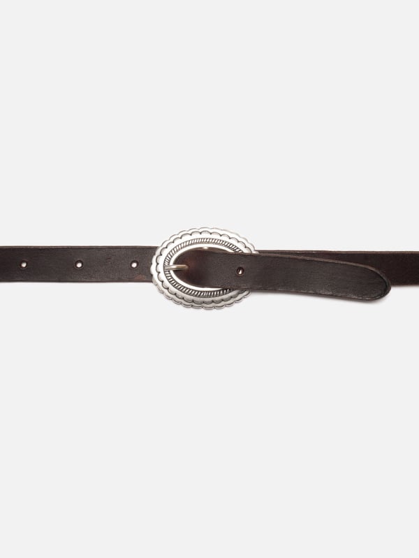 Western Concho Silver Belt Dark Brown | Nudie Jeans