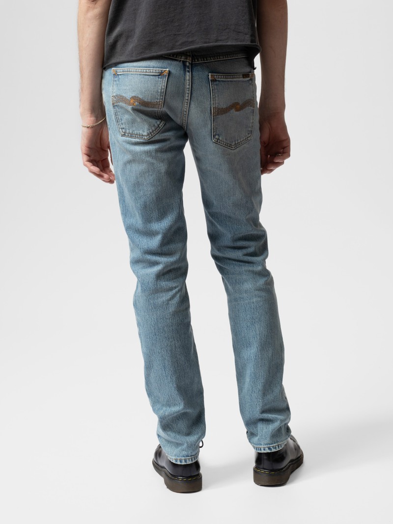 Solid Ollie Cloud Blue slim straight jeans | Nudie Jeans