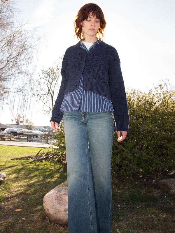 Wide Heidi Summer Shadow loose wide-leg jeans | Nudie Jeans