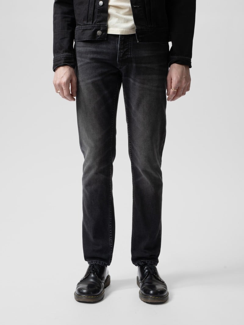 Solid Ollie Black Force slim straight jeans | Nudie Jeans