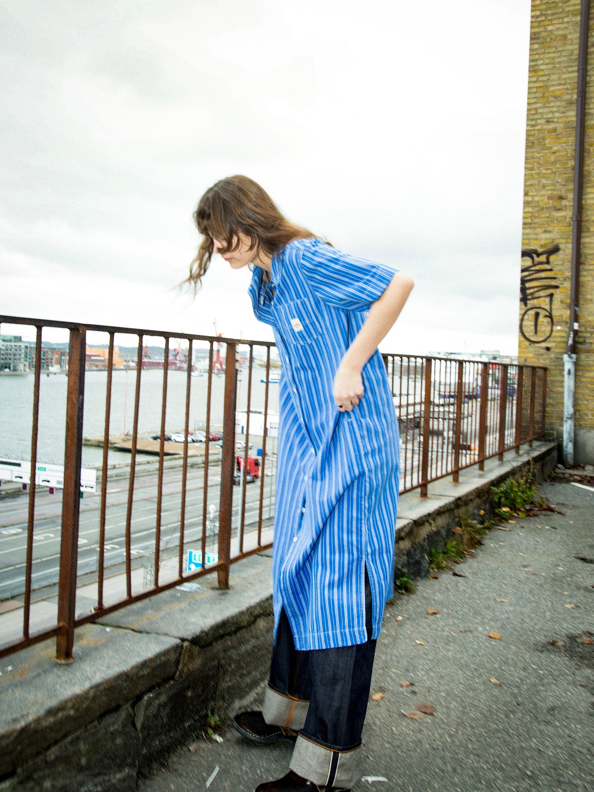 Danielle Dress Striped Blue/Offwhite cotton | Nudie Jeans